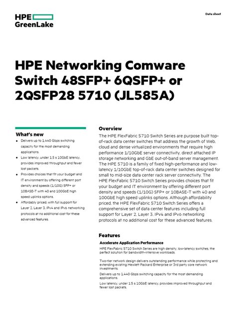 52hpe Networking Comware Switch 48sfp 6qsfp Or 2qsfp28 5710