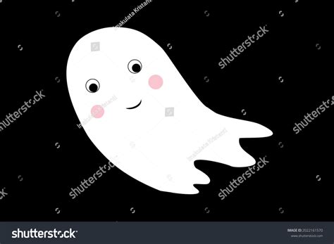 Happy Little Cute Ghost Flying Around Stock Vector Royalty Free