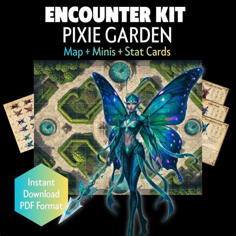 Printable Dnd Pixie Encounter Kit Pixie Garden Battle Map Minis