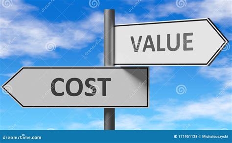 Cost And Value As A Choice Pictured As Words Cost Value On Road Signs To Show That When A