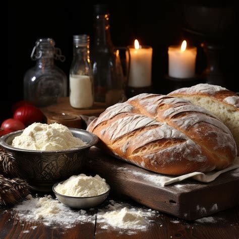 Premium Photo Bread Temptations A Flourished Delight On The Dark Table