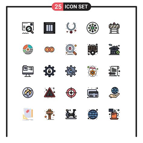 25 Universal Filled Line Flat Colors Set For Web And Mobile Applications Laboratory Cell Money