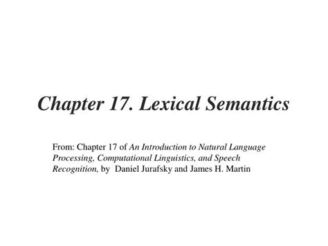 Ppt Chapter 17 Lexical Semantics Powerpoint Presentation Free