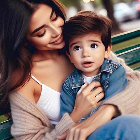 Mom And Son Premium Ai Generated Image