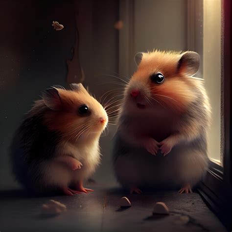 Premium Ai Image Two Cute Hamsters Looking At Each Other Through The