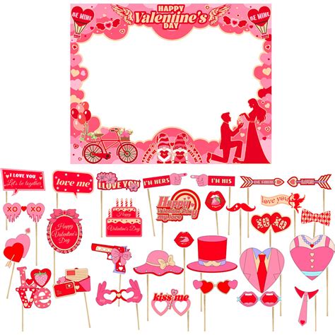 Michellecmm Valentines Day Photo Prop 31 Pcs Set Selfie Glasses Frames