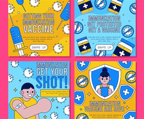 Immunization Flat Design Social Media Template Vector Art And Graphics