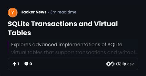 Sqlite Transactions And Virtual Tables Dailydev