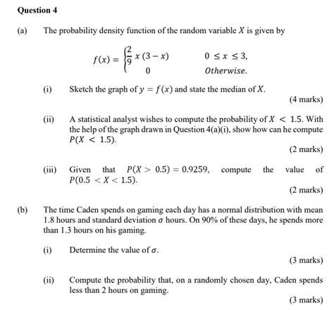 Solved A The Probability Density Function Of The Random Chegg