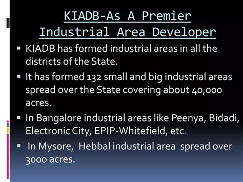 Kiadb Karnataka Industrial Area Development Board Pptx