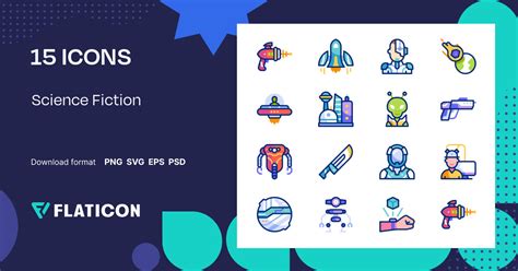 Science Fiction Icon Pack Lineal Color 15 Svg Icons