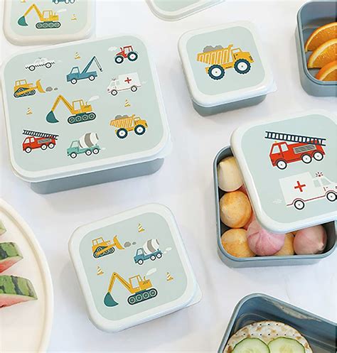 Køb A Little Lovely Company Lunch And Snack Box Sæt Vehicles Guccadk