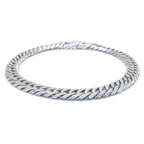 Pre Owned Pt850 Platinum Curb Chain Bracelet 6 Sided Double 20cm 30