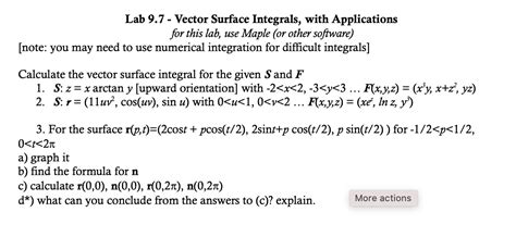 Lab 97 Vector Surface Integrals With Applications