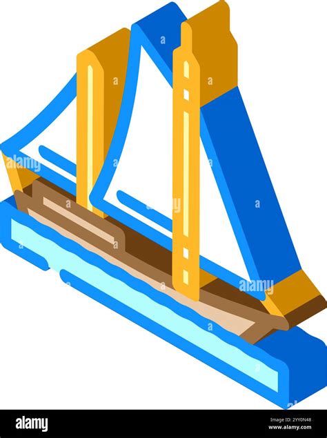 Ketch Ancient Ship Isometric Icon Vector Illustration Stock Vector