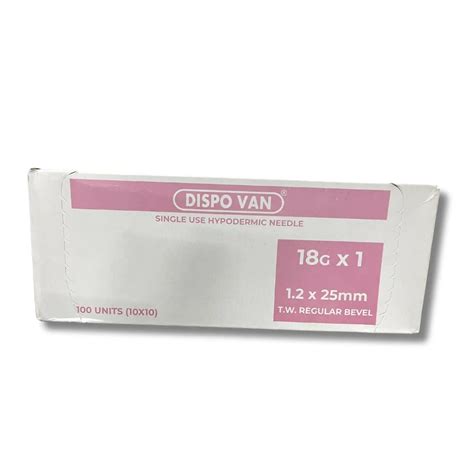 Dispo Van Hypodermic Needle 18g10 Inch 100 Units Pack Surginatal