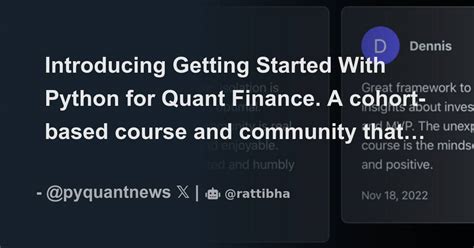 Introducing Getting Started With Python For Quant Finance A Cohort