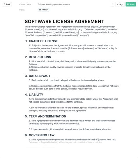 Free Software License Agreement Template