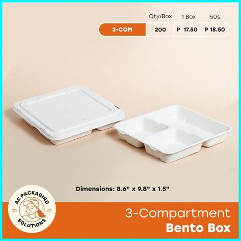 50 Pcs Bento Meal Boxes 3 And 4 Compartment Sugarcane Bagasse