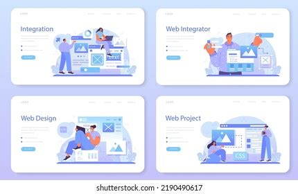 Programming Web Banner Landing Page Set Stock Vector Royalty Free Shutterstock