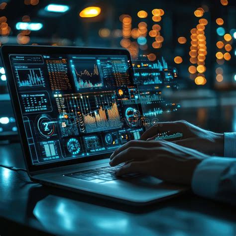 Financial Data Analysis On Laptop With Graphs Charts And Digital
