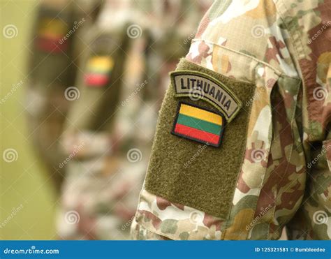 Lithuania Patch Flag On Soldiers Arm Lithuanian Military Uniform Stock Image Image Of Bravery