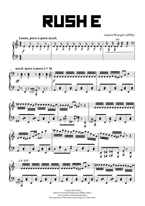 Rush E Sheets Sheet Music Boss