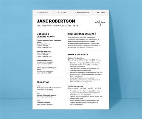 Nurse Resume Template Bundle Crna Resume Template Registered Nurse Resume Template Travel