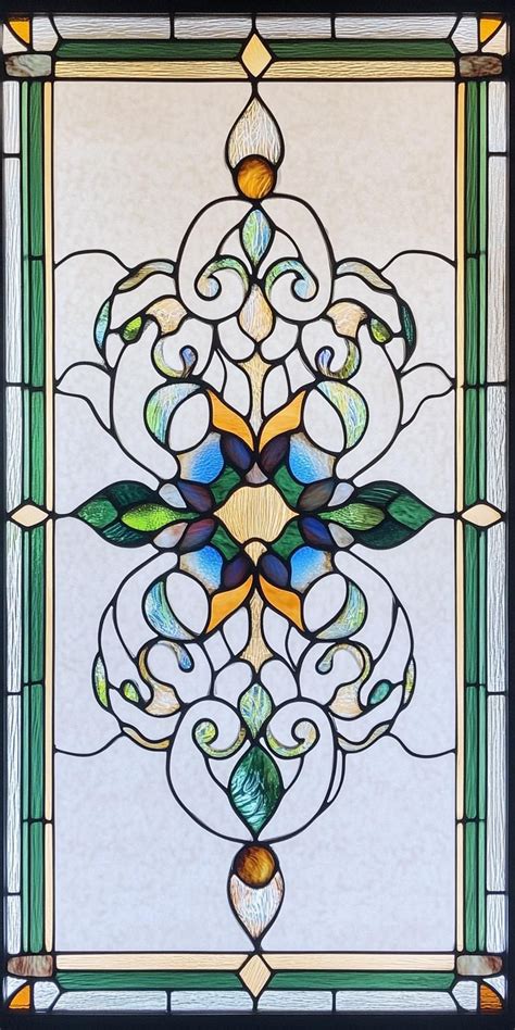 Victorian Stained Glass Window Film Elegant Floral And Geometric