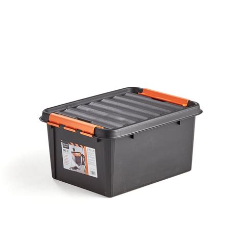 Plastkassi Með Loki 32 L 6 Stkpakka 500x390x260 Mm Svartur Aj