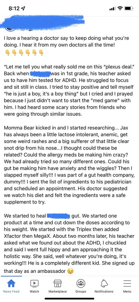 Plexus Hun I Know Claims It Cured Her Sons Adhd Rantimlm