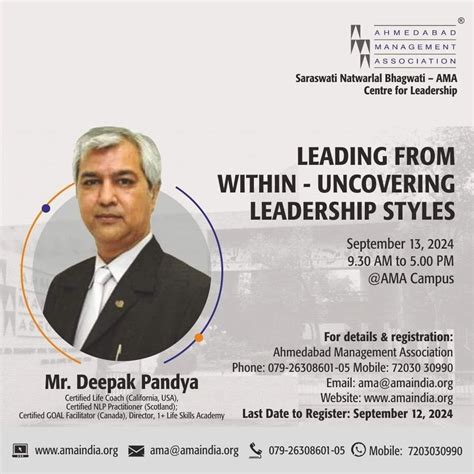 Please Join Our Upcoming Workshop Leading From Within Uncovering… Deepak Pandya