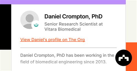 Daniel Crompton Phd Senior Research Scientist At Vitara Biomedical The Org