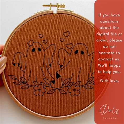 Cute Ghosts Hand Embroidery Design Halloween Embroidery Hoop Art Pdf Pattern Beginner