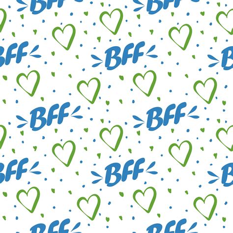 Seamless Pattern On A White Background Cute Lovely Hearts With Bff Text For Best Friends