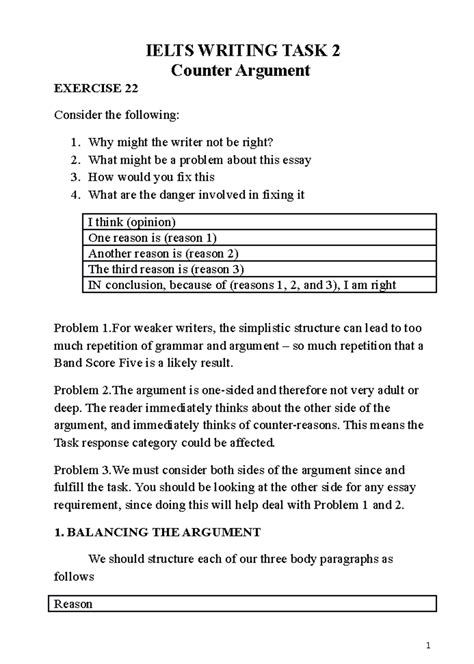 Two Sided Essay Task 2 Ielts Writing Task 2 Counter Argument Exercise 22 Consider The