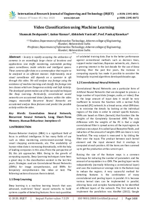 Pdf Irjet Video Classification Using Machine Learning