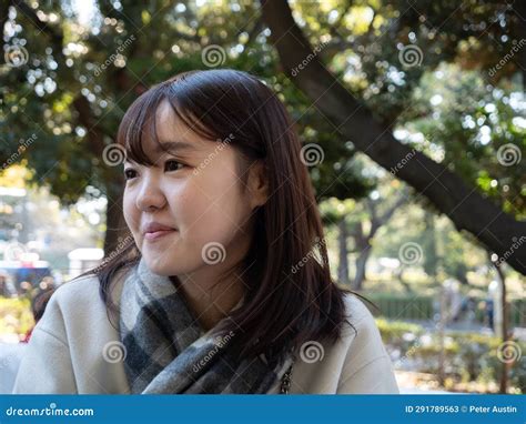 A Beautiful Young Japanese Woman Looking Happy Stock Image Image Of