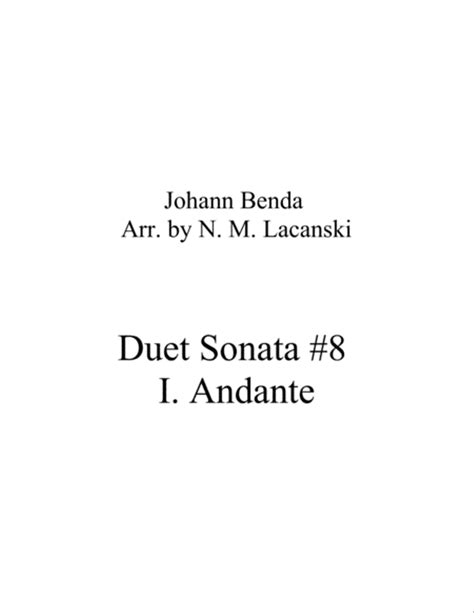 Duet Sonata 8 Movement 1 Andante By Nick Lacanski Woodwind Duet