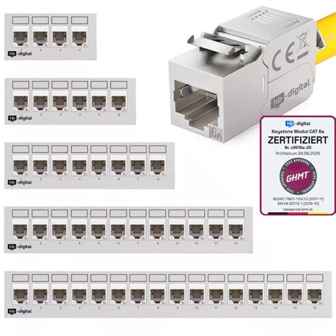 Patchpanel Mit Cat 6a Keystone Hellgrau Patchfeld 4 16 Ports 19 90