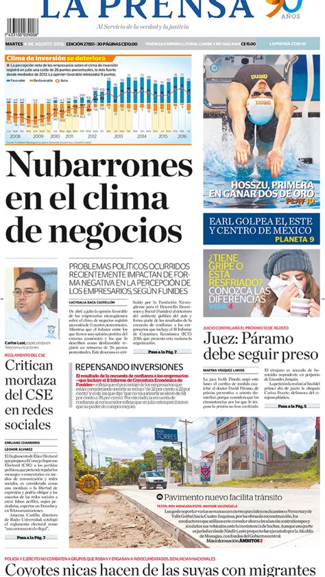 La Prensa Nicaragua Martes 09 De Agosto De 2016 Infobae