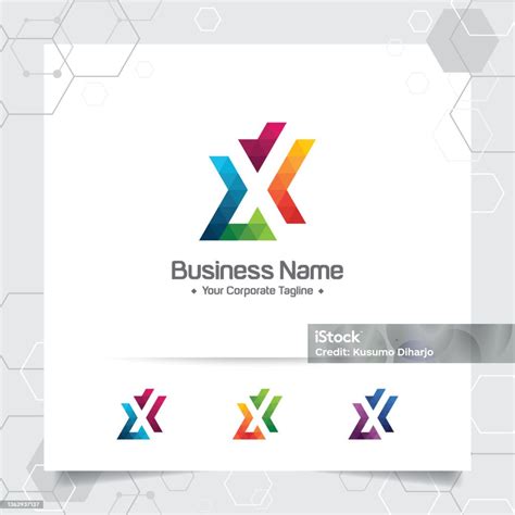 Digital Letter X Design Vector With Modern Colorful Pixel Icon For