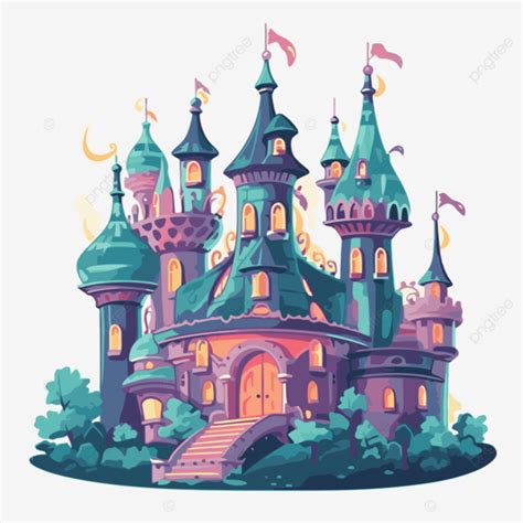Palace Clipart Fantasy Castle Cartoon Illustration Vector Palace