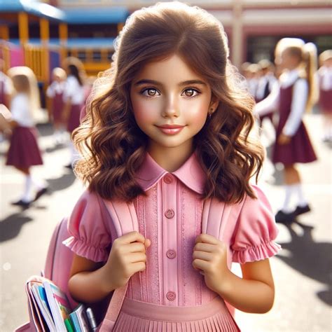 Cute 7 Year Old Schoolgirl In Pink Uniform Love For Learning Ai Art