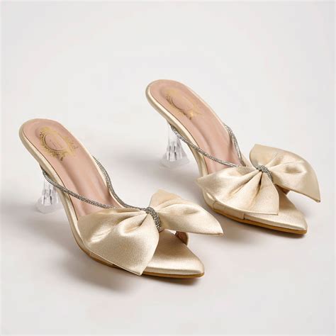 Buy Shoetopia Stylish Western Embellished Golden Heels For Women And Girls Online