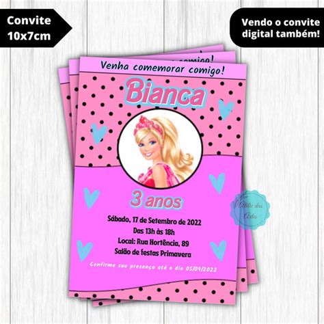 Convite Barbie Loja Atêlie Das Artes Elo7 Produtos Especiais