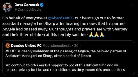 Who Was Angela Sharp Lee Sharp Dundee United Wife Obituary And Death