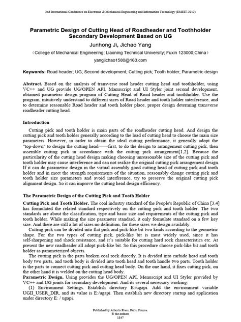 Parametric Design Of Cutting Head Of Roadheader And Toothholder