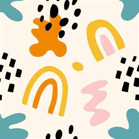 Premium Vector Funky Shapes And Abstract Rainbow Seamless Pattern