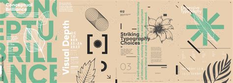 Typographic Design And Minimalistic Background Elements A Set Of